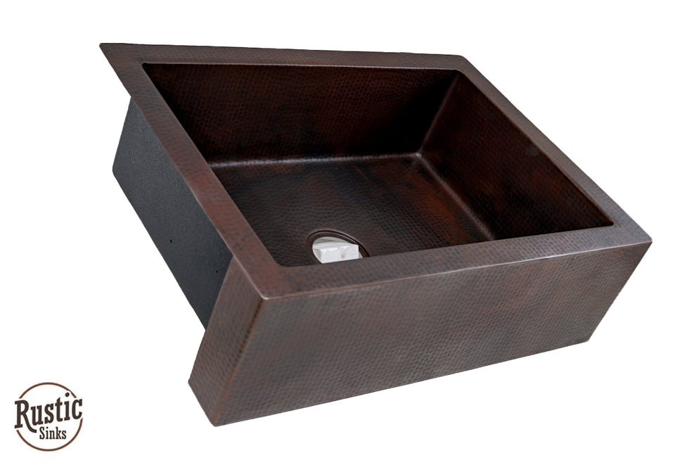 Classic Copper Single Bowl Farmhouse Sink - Large Basin Apron | Rustic ...