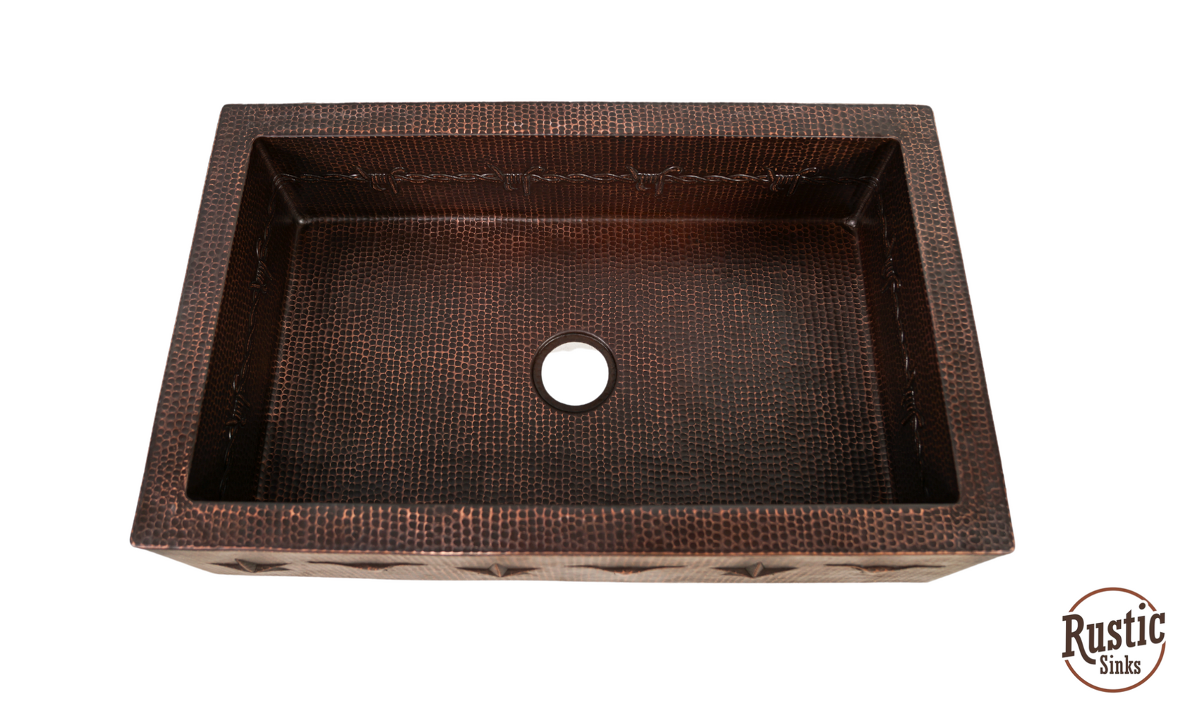 Copper Sink Longhorn Stars Barbwire | Western Design – Rustic Sinks