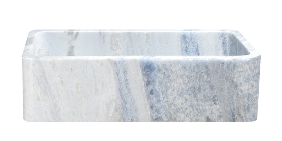 36" Cloud Blue Quartzite Farmhouse Sink - Luxury Ice White & Blue Stone ...