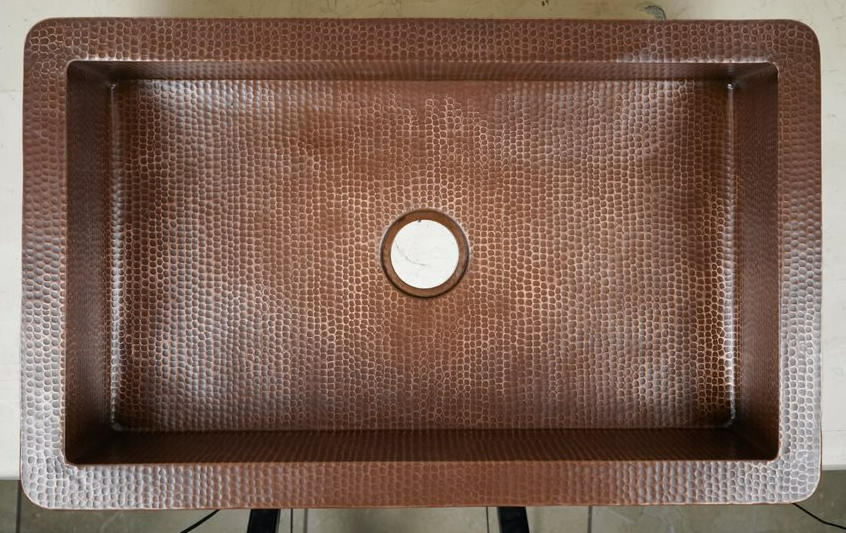 Copper Kitchen Farmhouse Sink with Barrel Strap Design – Rustic Sinks