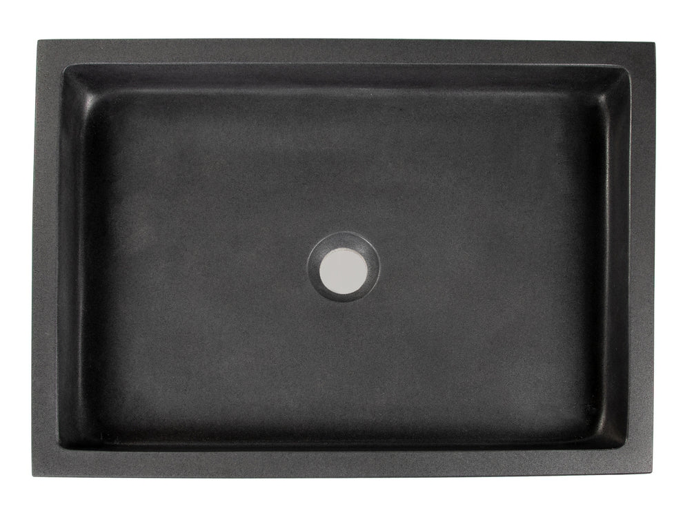 Rectangular Infinity Pool Lava Stone Sink - Hidden Drain | Rustic Sinks