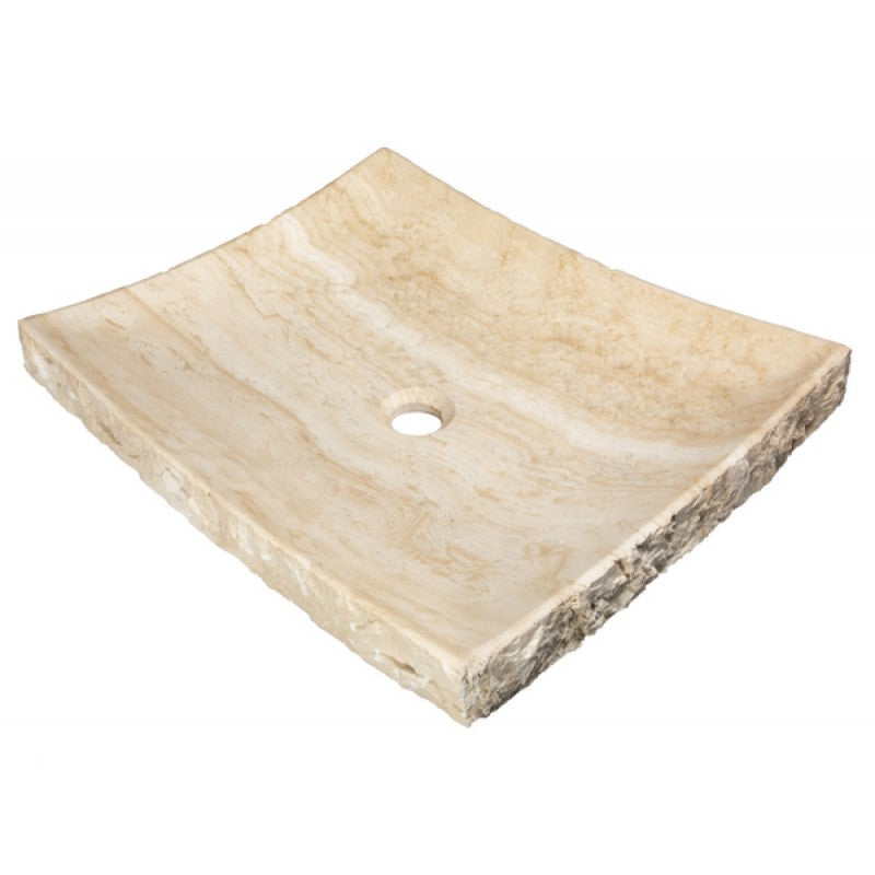 21 Inch White Travertine Zen Vessel Sink | Spa-Inspired Stone Basin ...