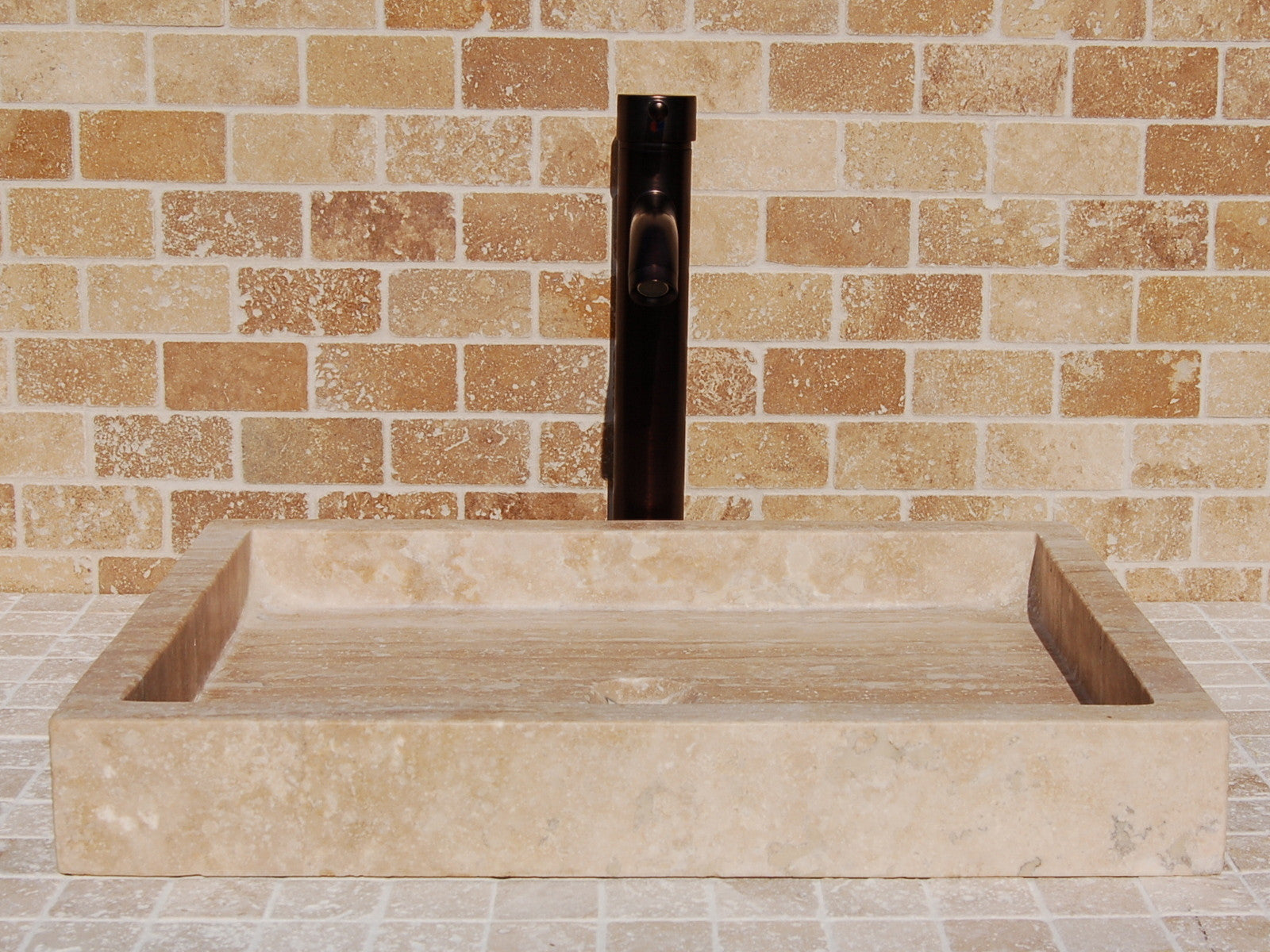 Natural Stone Rectangle Vessel Sink – Rustic Sinks
