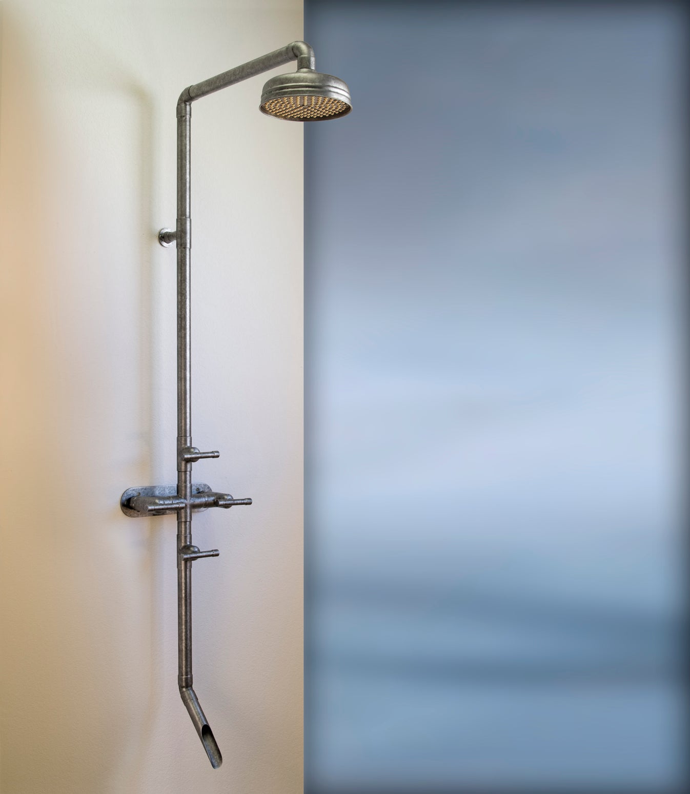 Wall Mount Outdoor Shower with Rainhead & Foot Wash - Sonoma Forge ...