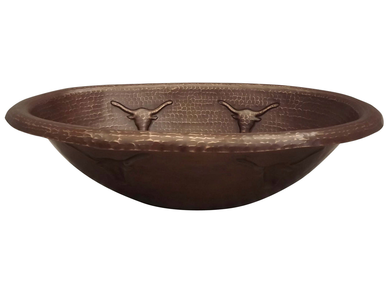 Oval Copper Sink with Longhorn Design | Western Hammered Basin – Rustic ...